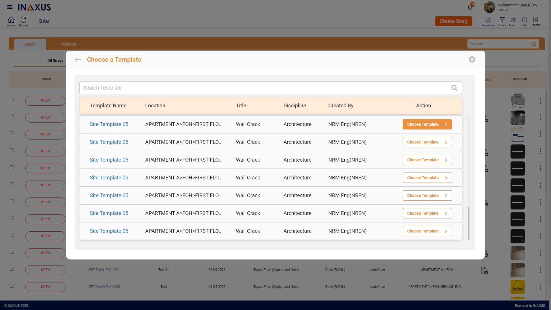 INAXUS Site supervision/ site inspection/ Snagging application